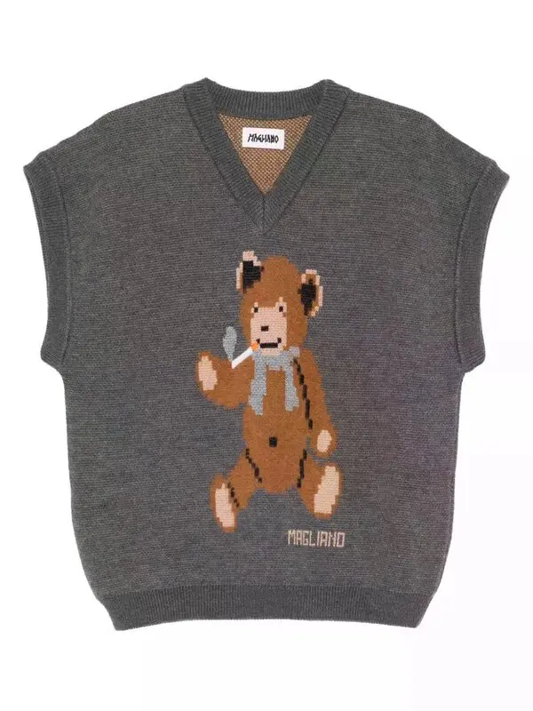 MAGLIANO Teddy Bear V-neck Sweater - Grey