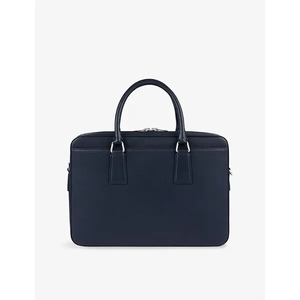 Sandro Grained Leather Briefcase - Navy Blue