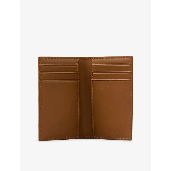 Sandro Grained Leather Card Holder - Cognac