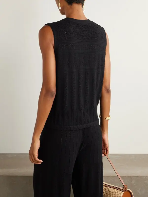 ERES Mixte Pointelle-knit Wool And Cashmere-blend Vest