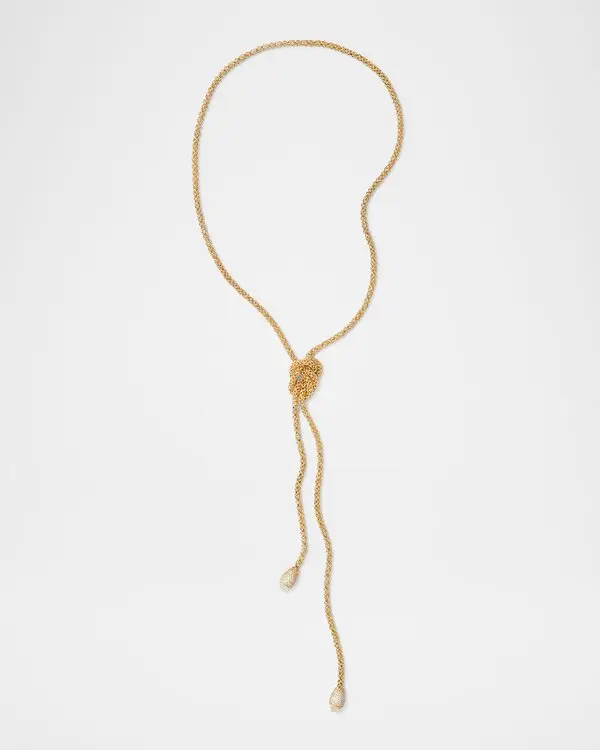 JAMIE TURNER Cabo Chain Lariat Necklace With Pave Drops - White Moonstone
