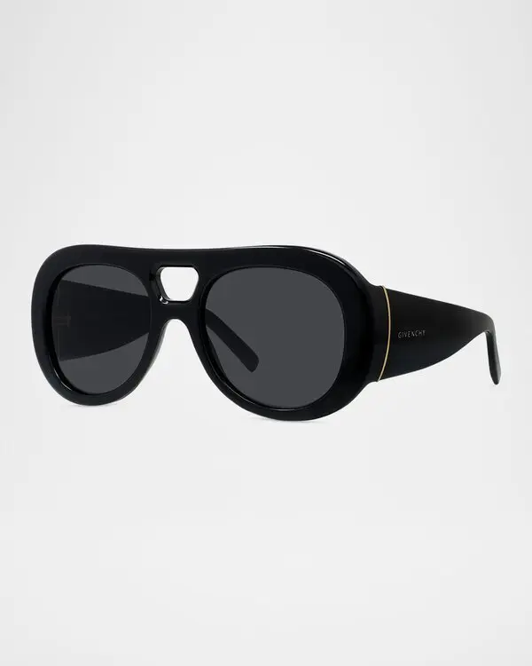 Givenchy Bold Acetate Round Sunglasses - Shiny Blac