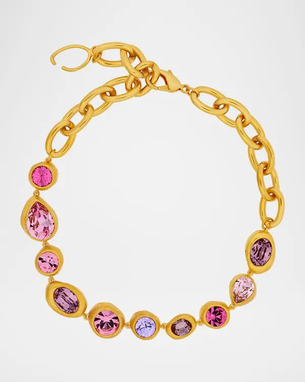 Oscar De La Renta Hammered Stones Chain Necklace - Rose