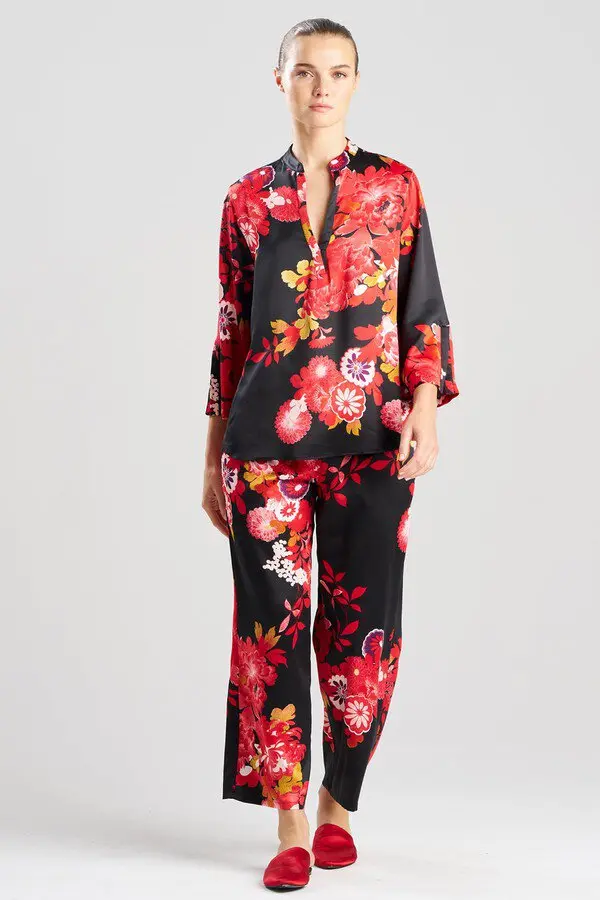 Natori Empress Printed Satin Pj - Black