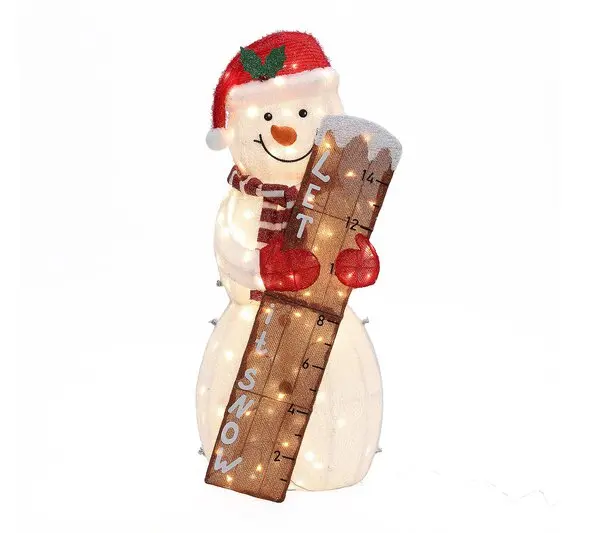 LUXEN HOME Luxenhome 3.5ft Lighted Let-it-snow Snowman Hol Iday Decoration - One-color