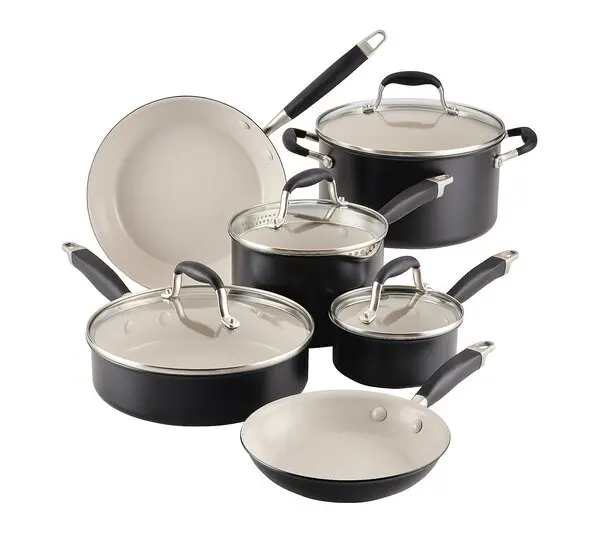 ANOLON Advanced Ceramic 10 Pc. Nonstick Cookwar E Set, Black - One-color