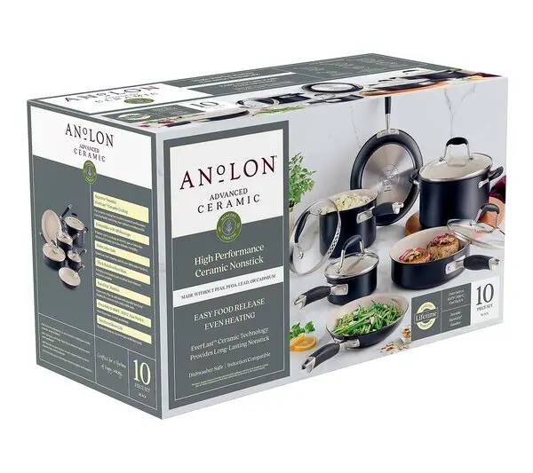 ANOLON Advanced Ceramic 10 Pc. Nonstick Cookwar E Set, Black