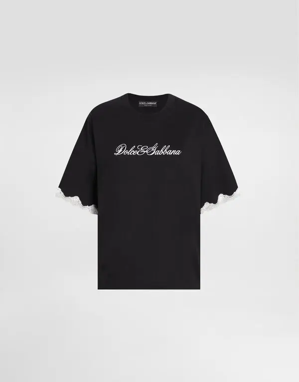 Dolce & Gabbana Jersey T-shirt With Embroidery And Lace