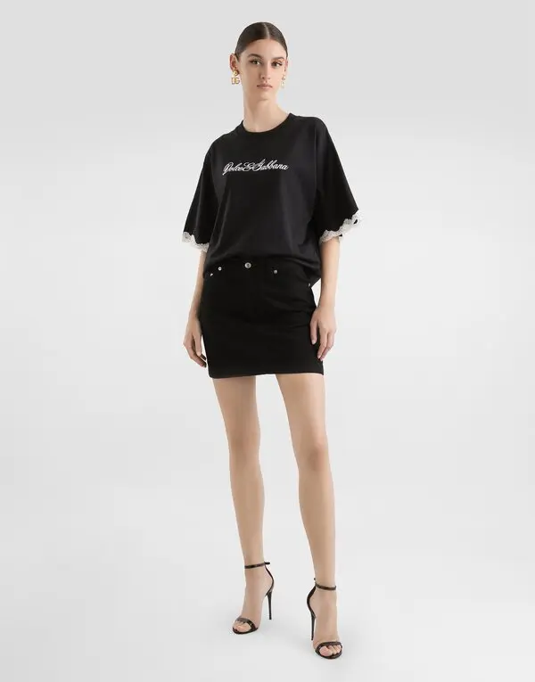 Dolce & Gabbana Jersey T-shirt With Embroidery And Lace