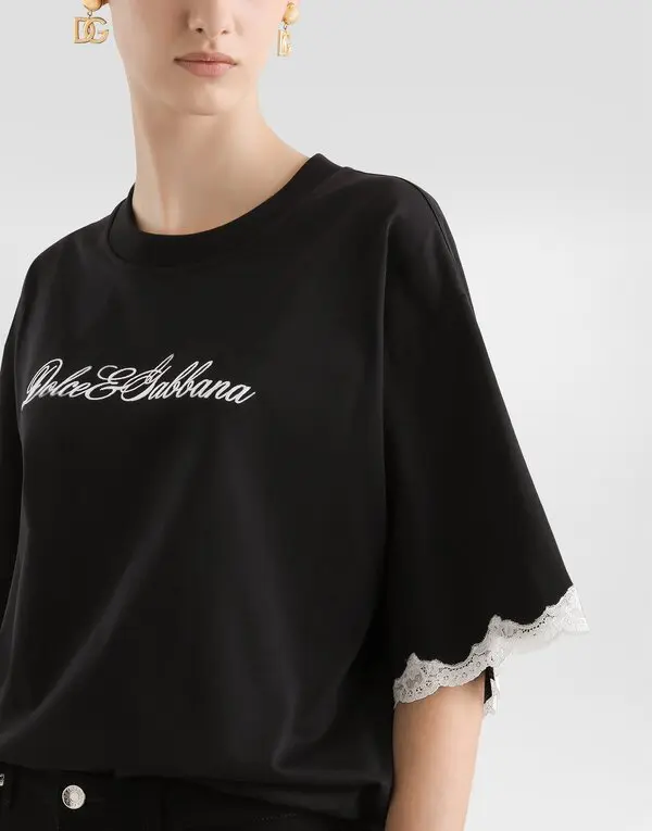Dolce & Gabbana Jersey T-shirt With Embroidery And Lace