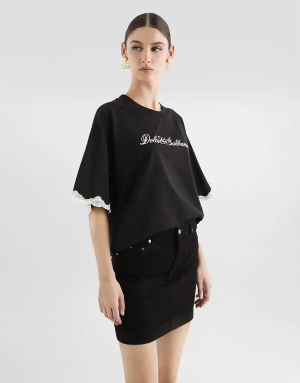 Dolce & Gabbana Jersey T-shirt With Embroidery And Lace