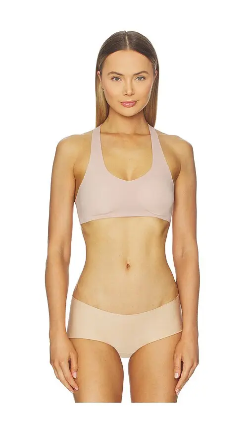 Calvin Klein Racer Back Bralette In Beige - Cedar