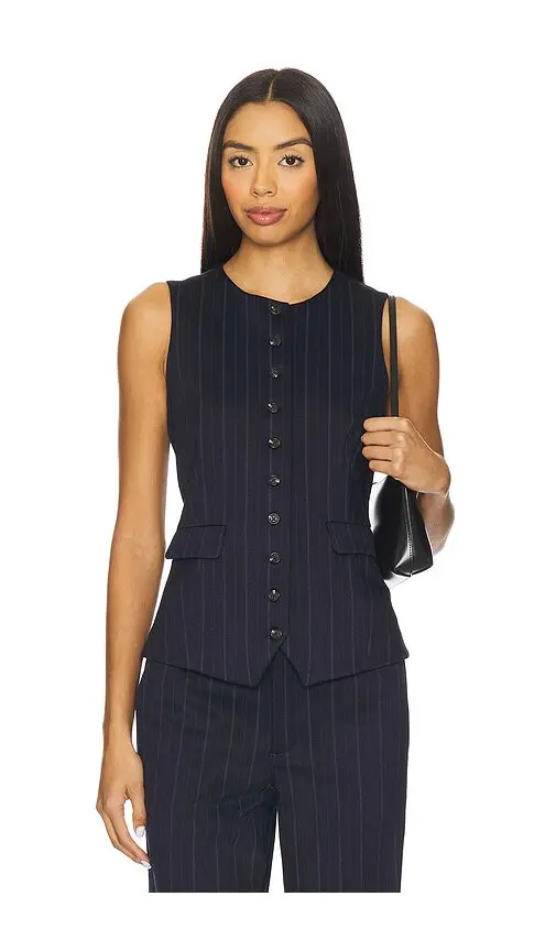Rag & Bone Irina Ponte Long Vest - Navy Multi