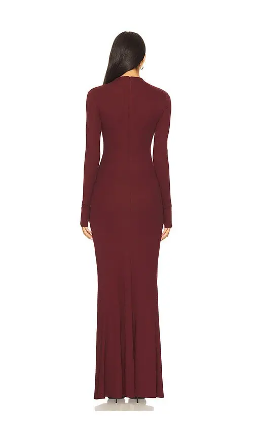 knee length dresses for ladies Whispered Secrets Mesh Long Sleeve Maxi Dress Wine