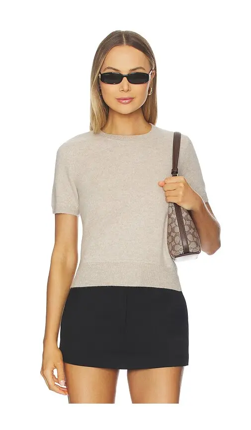 Naadam Cashmere Short Sleeve Cropped Pullover