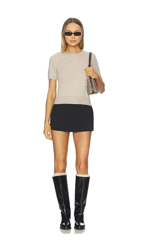 Naadam Cashmere Short Sleeve Cropped Pullover