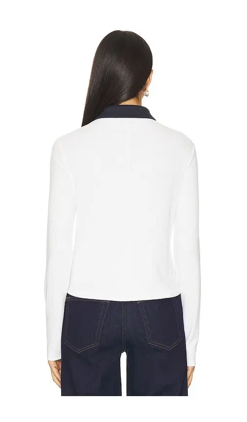 Rag & Bone The Knit Contrast Long Sleeve Polo