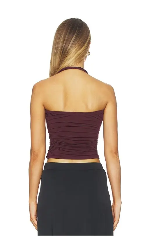 SNDYS. Ash Halter Top With Gold Hardware - Cabernet