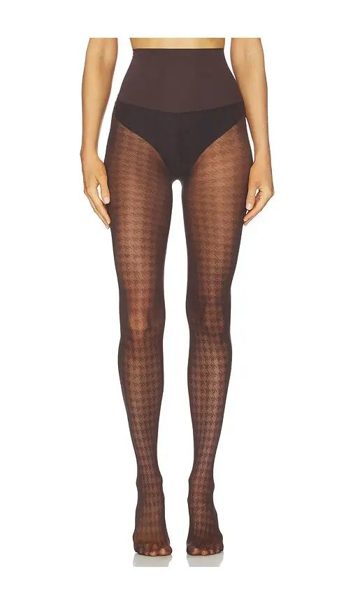 Commando Houndstooth Sheer Tights - Espresso