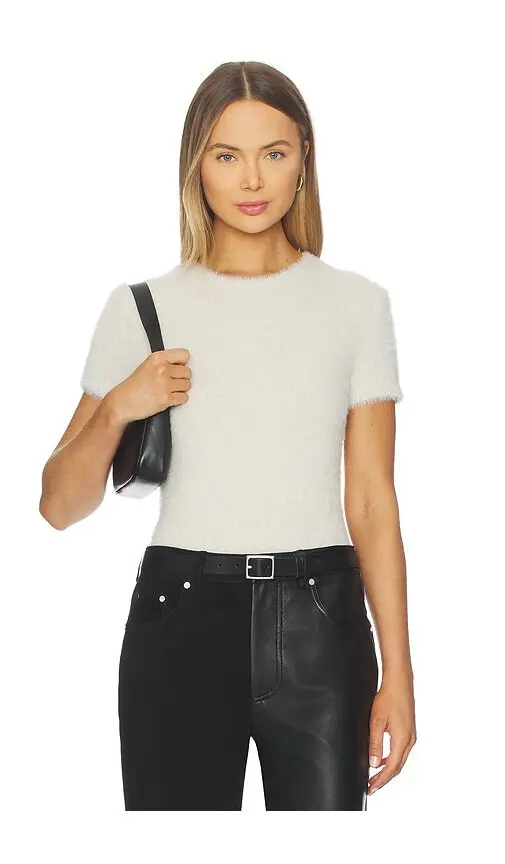 Helmut Lang Eyelash Knit Cropped Tee - Ivory