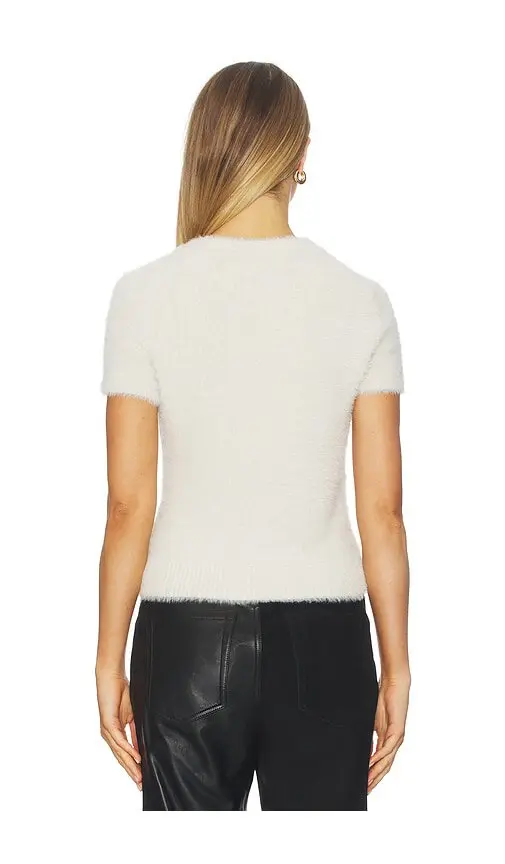 Helmut Lang Eyelash Knit Cropped Tee - Ivory