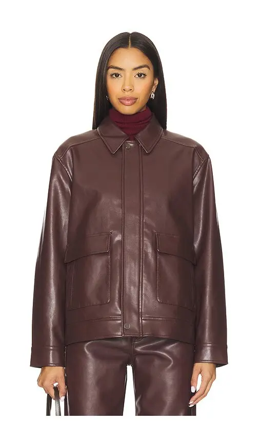 PISTOLA Valerie Faux Leather Bomber Jacket