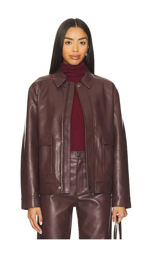 PISTOLA Valerie Faux Leather Bomber Jacket