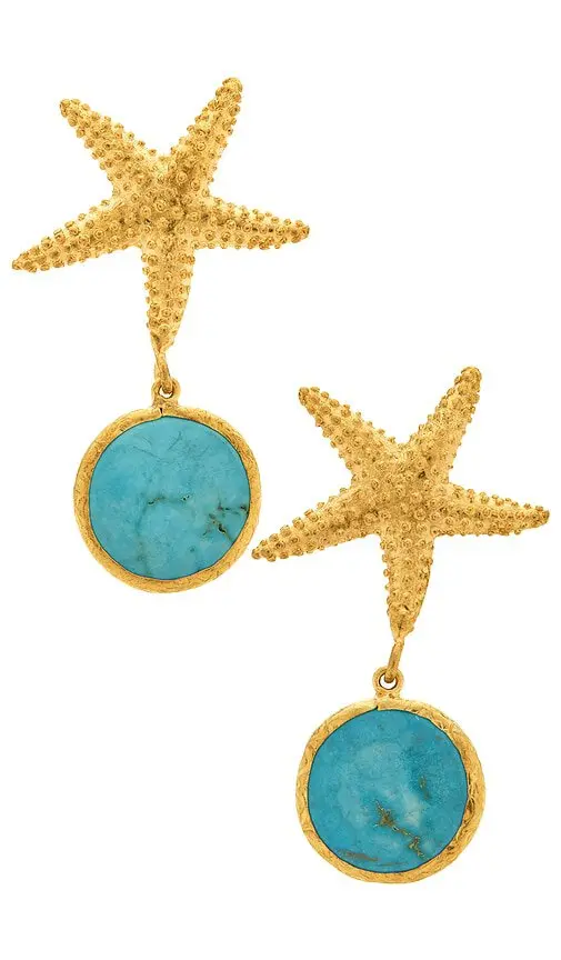 Maison Irem Seastar Drop Earrings - Gold & Turquoise
