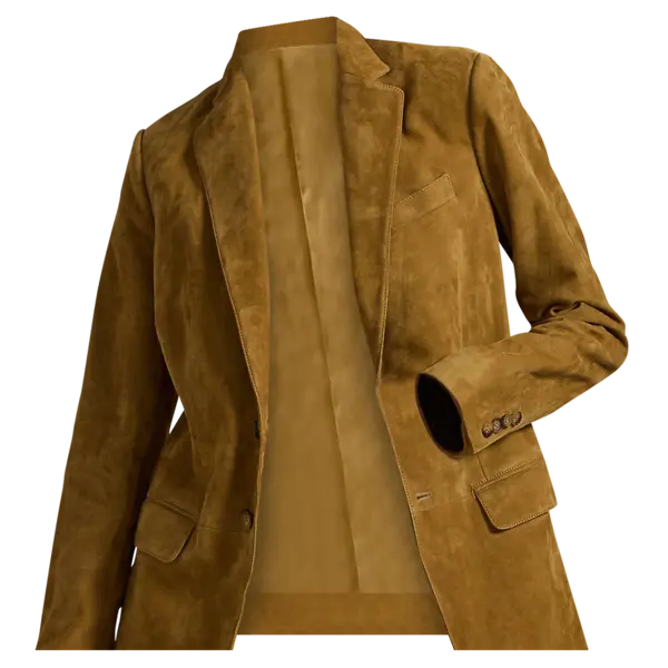Ralph Lauren Single-breasted Lambskin Suede Blazer - Khaki