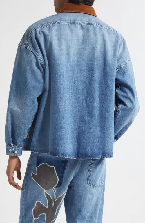 Marni Wolf Appliquè Denim Button-up Shirt