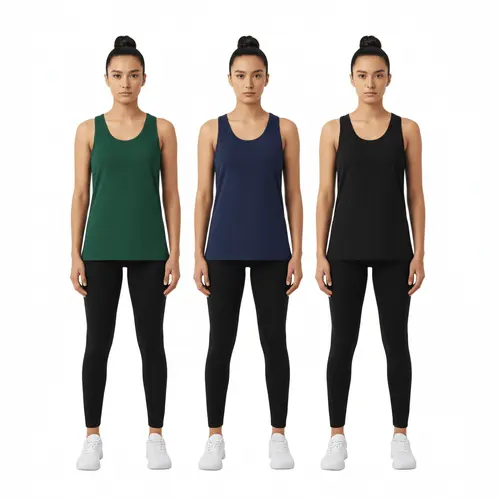 BENBEN Tank Top Racerback 3-pack - Forestgreen/navy/black