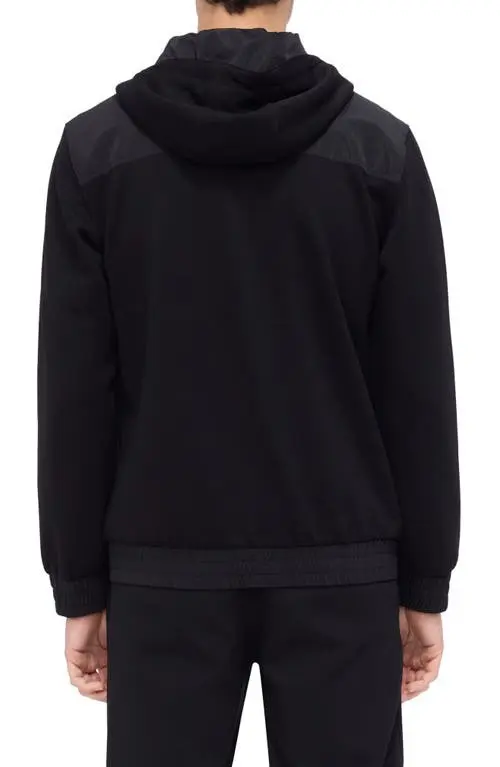 Bugatchi Hooded Long Sleeve Knit Top - Black
