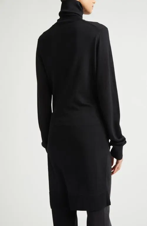 TOTEME Double Sleeve Wool & Silk Turtleneck Sweater - Black