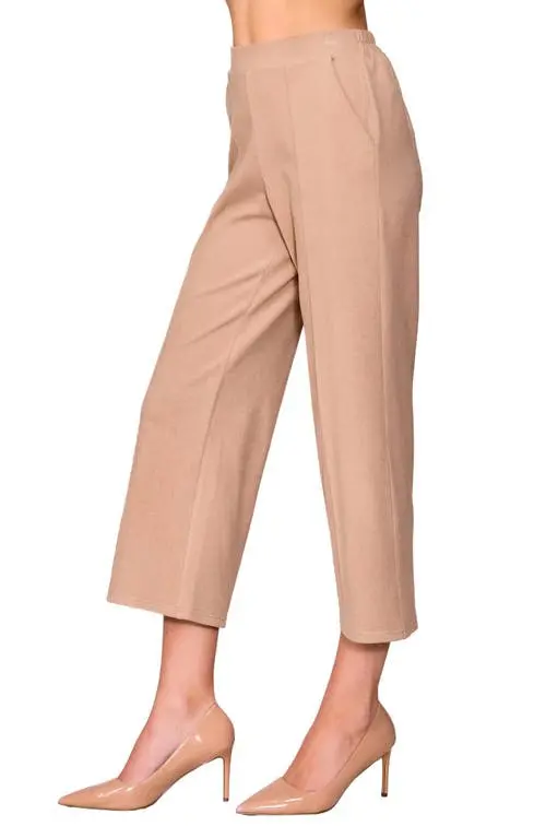 MELLODAY Knit Pintuck Ankle Pants - H Mocha
