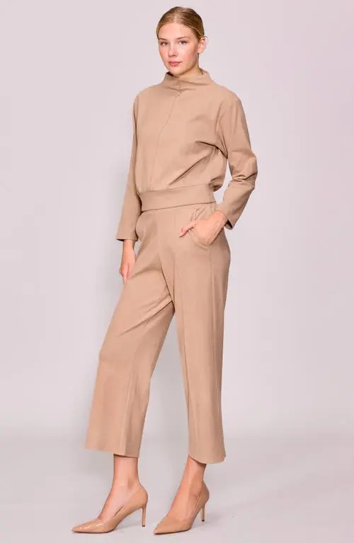 MELLODAY Knit Pintuck Ankle Pants - H Mocha