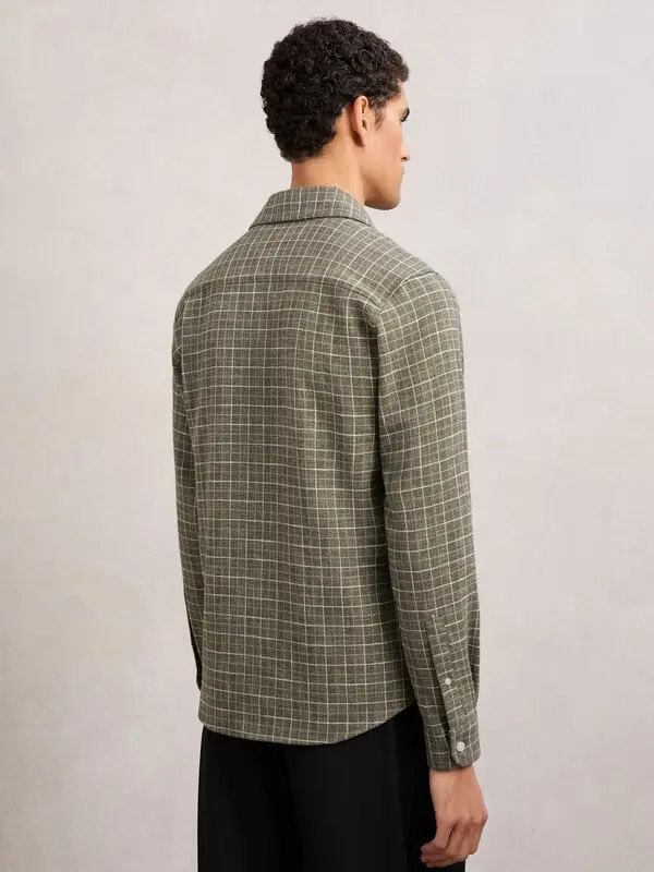 REISS Calvert Check Twin-pocket Jersey Overshirt
