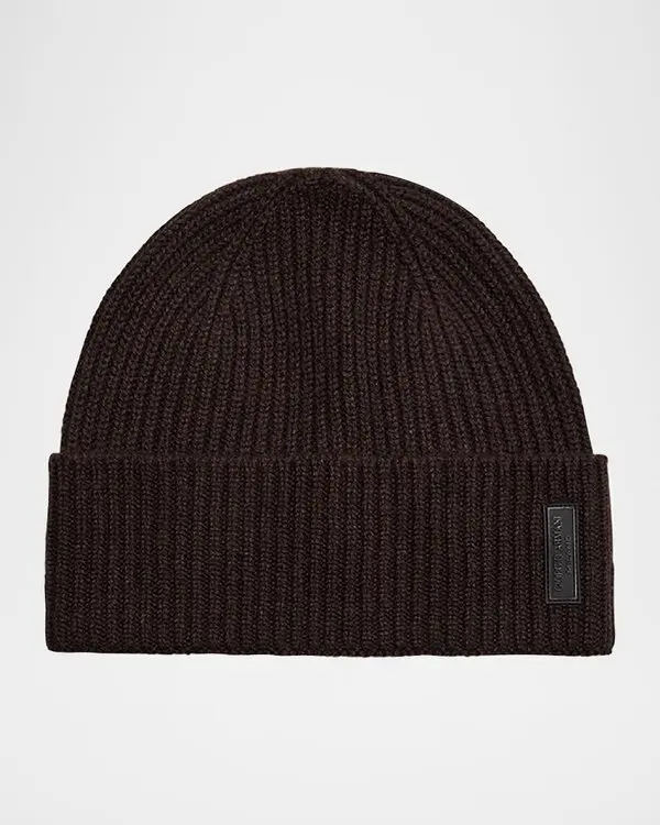 Giorgio Armani Cashmere And Wool Ribbed Beanie - Brown