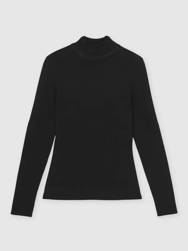 REISS Sofia Mesh Funnel-neck Knit Top