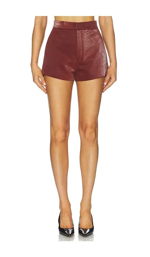 NONCHALANT LABEL Henri Embossed Snake Print Faux Leather Shorts