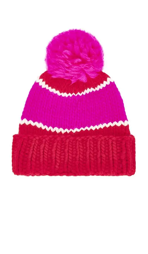Lele Sadoughi Hand-knit Peruvian Merino Wool Ski Beanie With Pompom