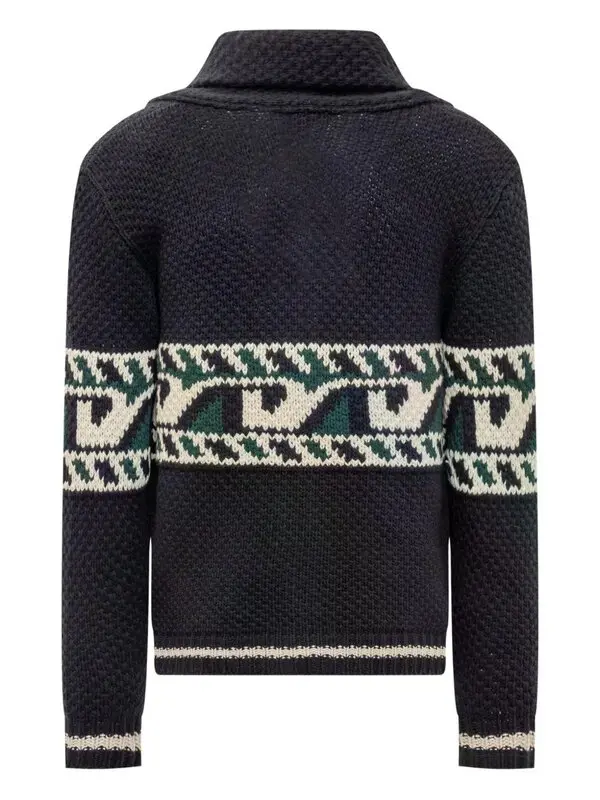 Rakki Shawl-Collar Jacquard Cardigan - Blue | Editorialist