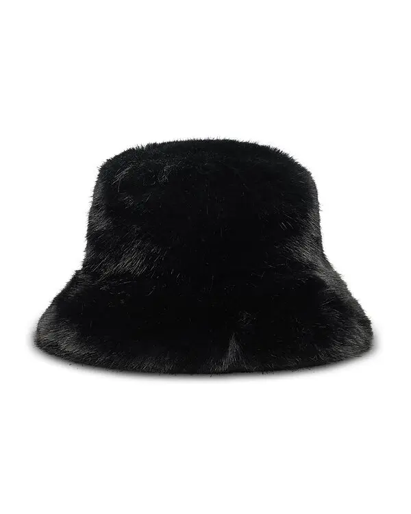 Jocelyn Faux Fur Bucket Hat - Black