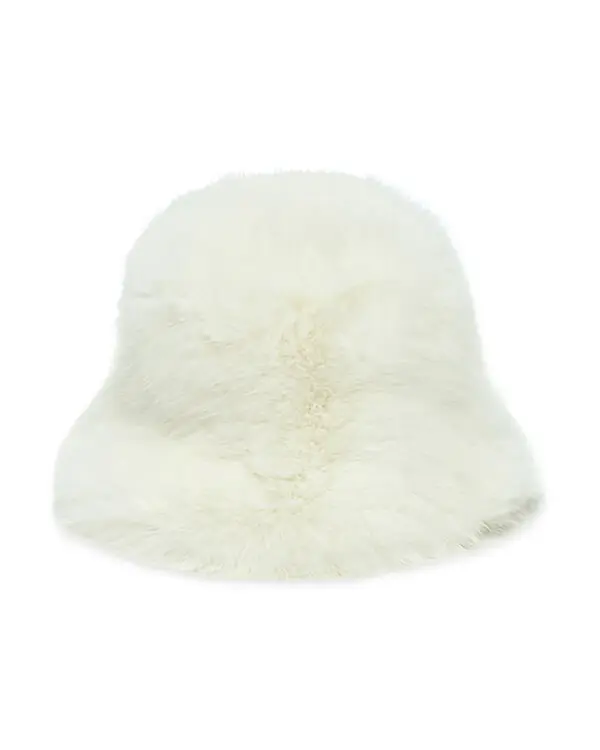 Jocelyn Oversized Faux Fur Bucket Hat - Ivory
