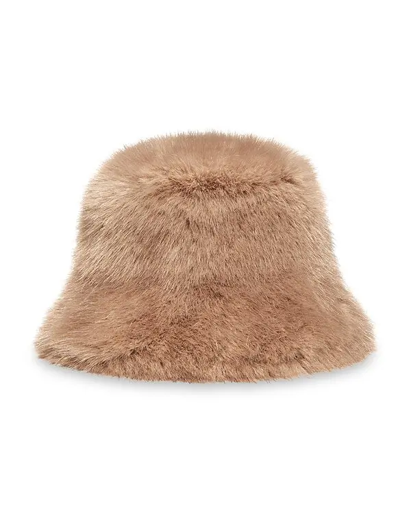 Jocelyn Oversized Faux Fur Bucket Hat - Palomino