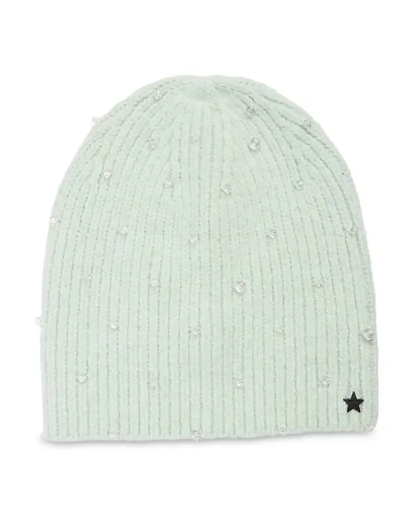 Jocelyn Crystal Bead Rib Knit Hat - Mint