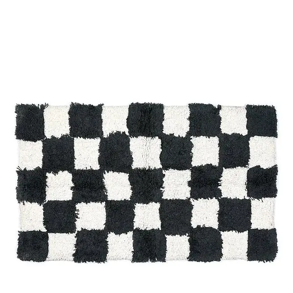 MACKENZIE-CHILDS Checkerboard Bath Rug, 24 X 40 - Black