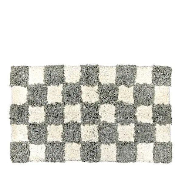 MACKENZIE-CHILDS Checkerboard Bath Rug, 24 X 40 - Grey