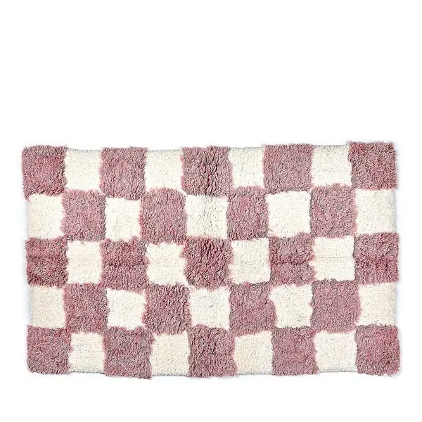 MACKENZIE-CHILDS Checkerboard Bath Rug, 24 X 40 - Pink