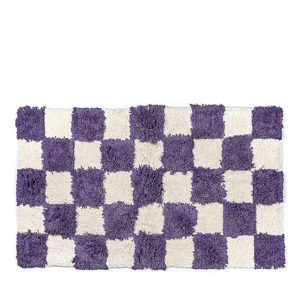 MACKENZIE-CHILDS Checkerboard Bath Rug, 24 X 40 - Plum