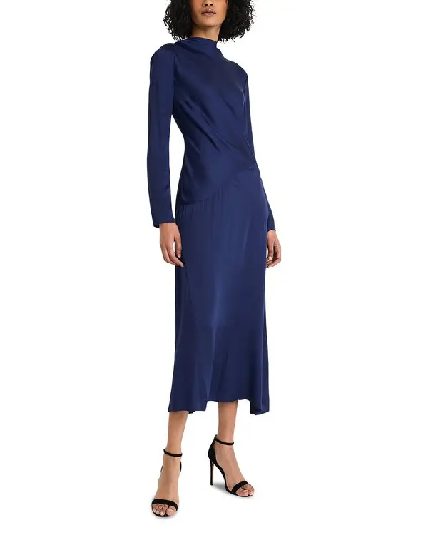 LUXELY Long Sleeve Mock Neck Maxi Dress